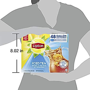 Lipton Black Iced Tea Bags, Unsweetened, Can Support Heart Health, Gallon Size, 48 Count (Pack of 2)