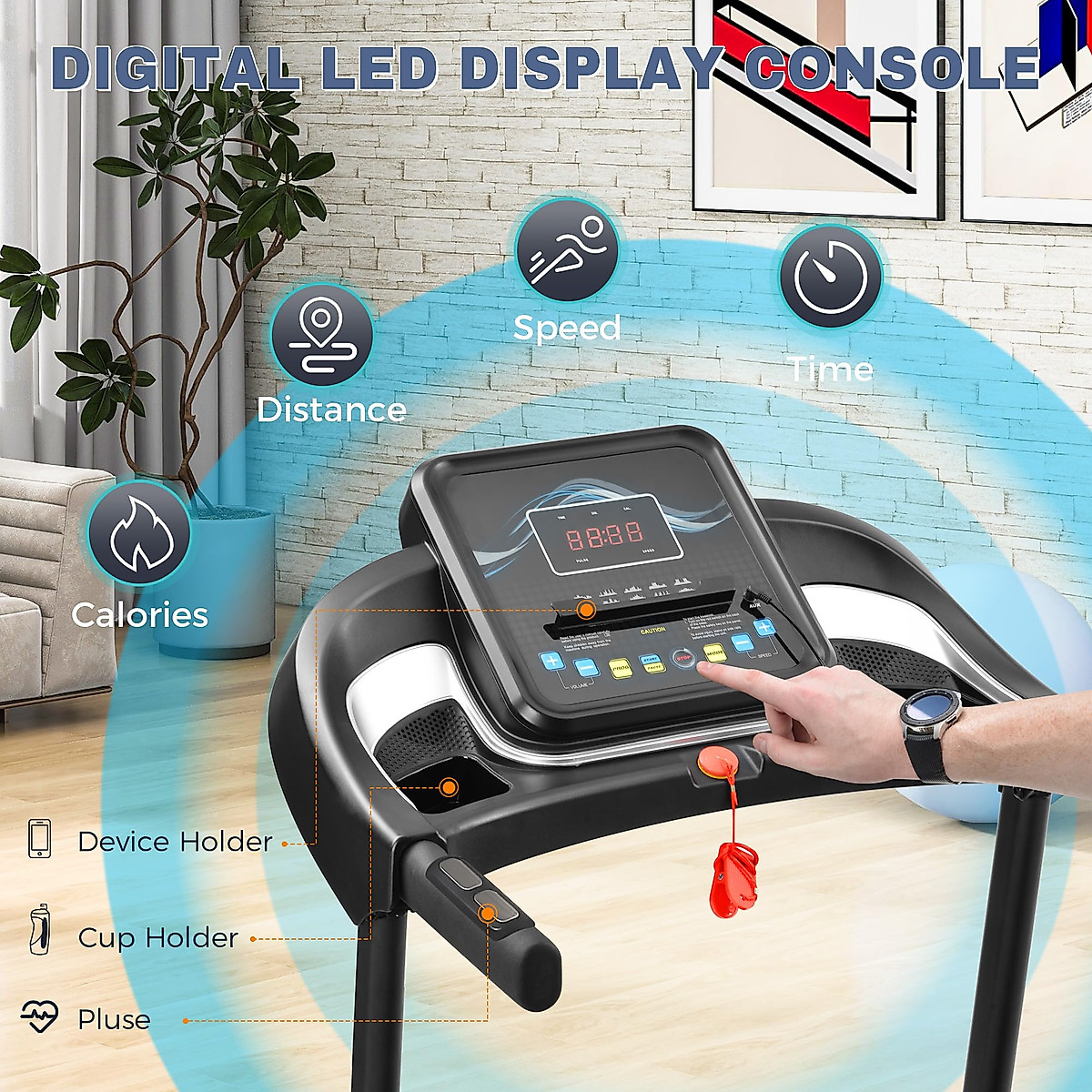 Merax Folding Electric Treadmill with Incline 2.5HP Energy Saving 12 Preset Programs Running Walking Jogging Machine for Home Office Indoor Cardio Exercise