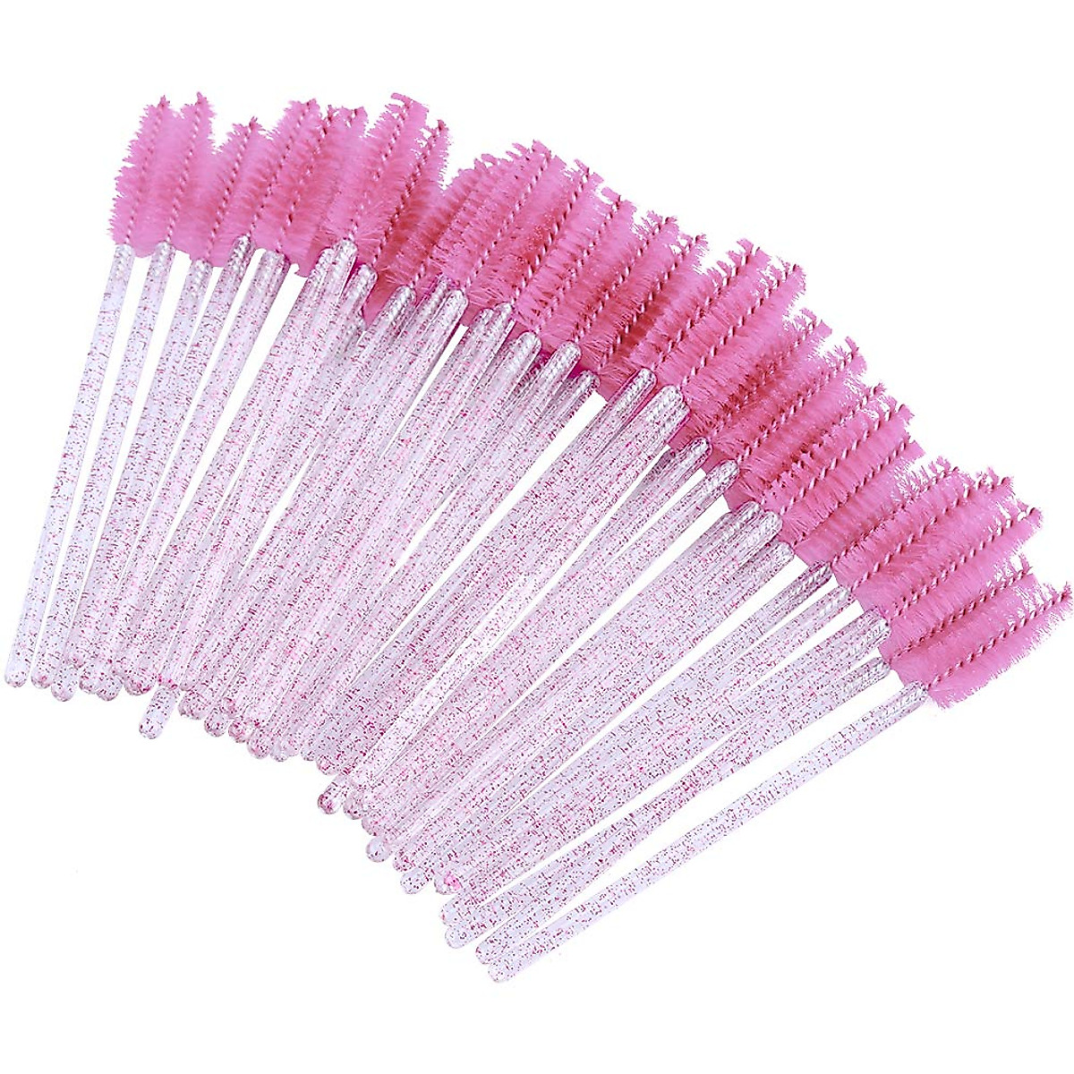 G2PLUS 100PCS Eyelash Mascara Brushes, Disposable Lash Spoolies, Crystal Eyelash Brush Makeup Kits for Eyelash Extensions and Eyebrow Brush
