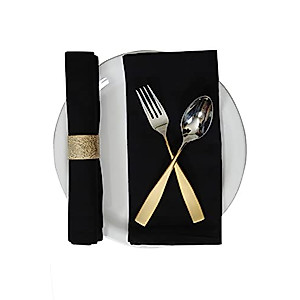 Urban Villa Solid Slub Set of 4 Dinner Napkins (20X20 in) Cotton Everyday Use Premium Quality Over Sized Cloth Napkins with Mitered Corners Ultra Soft Durable Hotel Quality (Black) Halloween