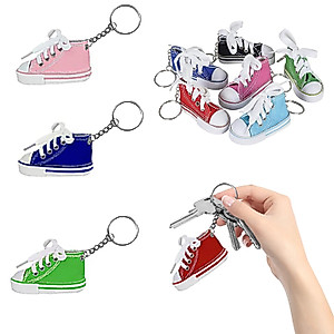 The Dreidel Company Sneaker Keychain, Cloth Material Shoe with Key Chain, Assorted Colors (3-Pack)