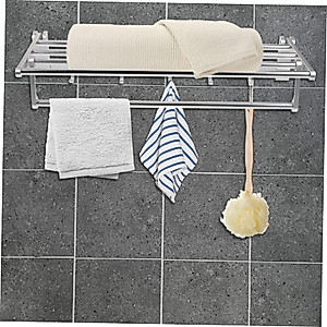 GARVALON Bathroom Towel Rack Towel Holder Bathroom Toilet Storage Rack Bathroom Towel Shelf Foldable Towel Shelf Bathroom Shelf Organizer Towel Rod No Punching Hand Towel Space Aluminum