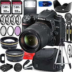 Nikon D7500 DSLR Camera with AF-S DX NIKKOR 18-140mm f/3.5-5.6G ED VR Lens Bundle with Accessories (Wide Angle and Telephoto Lens, 3 Piece Filter Kit, Macro Close Up Filter Set, 64Gb Memory and More)