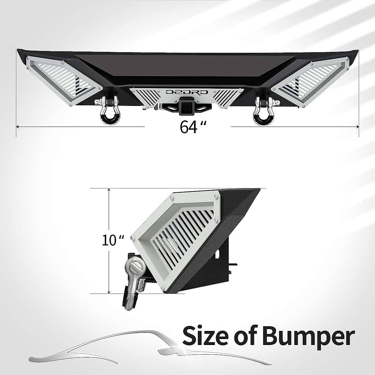 OEDRO Rear Bumper Combo Compatible with 2007-2018 Jeep Wrangler JK & Unlimited JKU (2/4 Doors), Off Road Full Width with Hitch Receiver & D-Rings & Paintable Armor