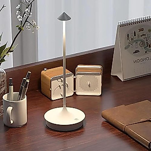 BaiZhou Set of 2 Cordless Table Lamp Rechargeable, 4000mAh Led Touch Dimmable Table Lamp, Outdoor Waterproof Battery Operated Desk Lamp, Portable Memory Table Light for Dining Restaurant Bar(White)