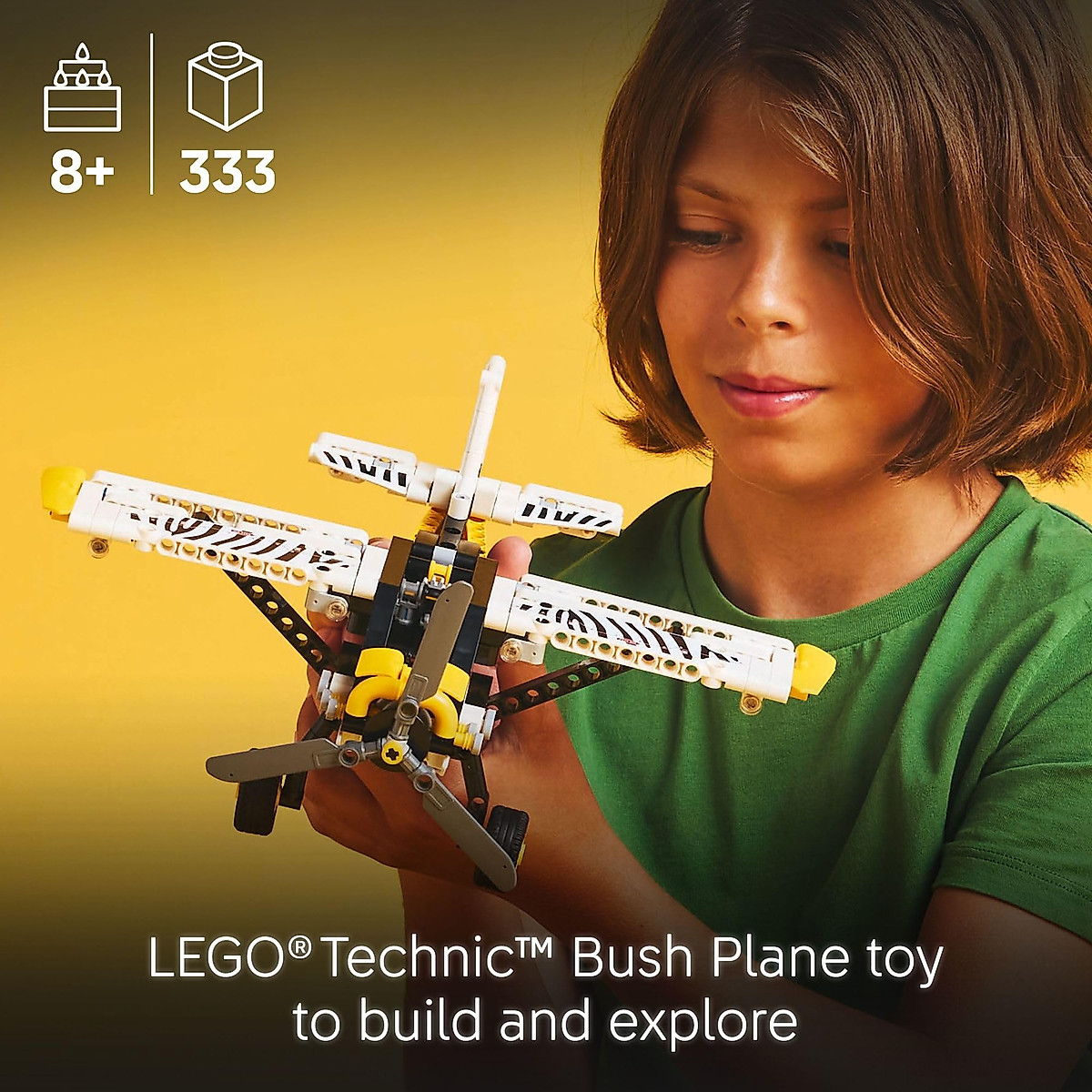 LEGO Technic Bush Plane Toy - Buildable Airplane Toy for Kids, Boys and Girls, Ages 8+ - Model Airplane Gift with Spinning Propeller, 4-Cylinder Piston Engine, and More - 42198