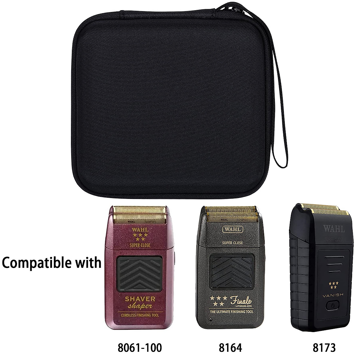 co2CREA Hard Travel Case Replacement for Wahl Professional 8061-100 8164 5-Star Series Rechargeable Shaver Shaper (Black Case)