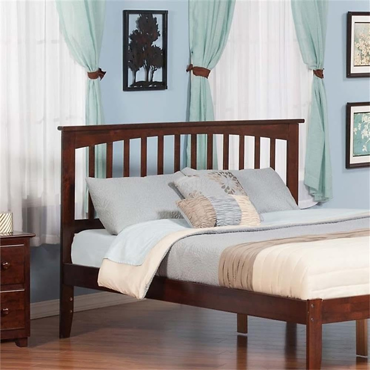Leo & Lacey Queen Spindle Headboard in Walnut