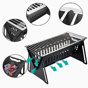 Bodkar Small Portable Grill for Personal Use, Mini Charcoal Grill for Tabletop Indoor Outdoor Cooking BBQ Camping Picnic Patio Backyard