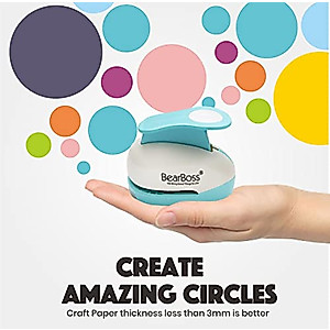 BearBoss 5 Circle Paper Punch, Handmade Scrapbook Paper Puncher, Different Size of Scrapbooking Punches Crafting Designs for Office Supplies, Card Making, DIY Albums Photos, Classic White