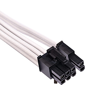 CORSAIR Premium Individually Sleeved PCIe (Single Connector) Cables – White, 2 Yr Warranty, for Corsair PSUs