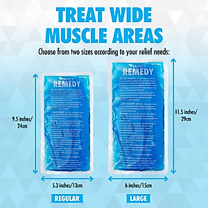 Perfect Remedy 2-Pack Gel Ice Packs for Injuries, Soft and Flexible Hot & Cold Compress, Soothing Ice Packs Aid for Sprains, Strains & Soreness conditions, Alternative to Hot Water Bottles (Blue, Reg)