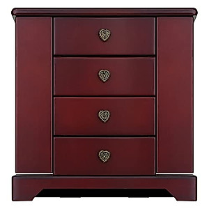 RR ROUND RICH DESIGN Jewelry Box - Made of Solid Wood with Cabinet Type 4 Drawers Organizer and 2 Doors on Sides - Dark Brown