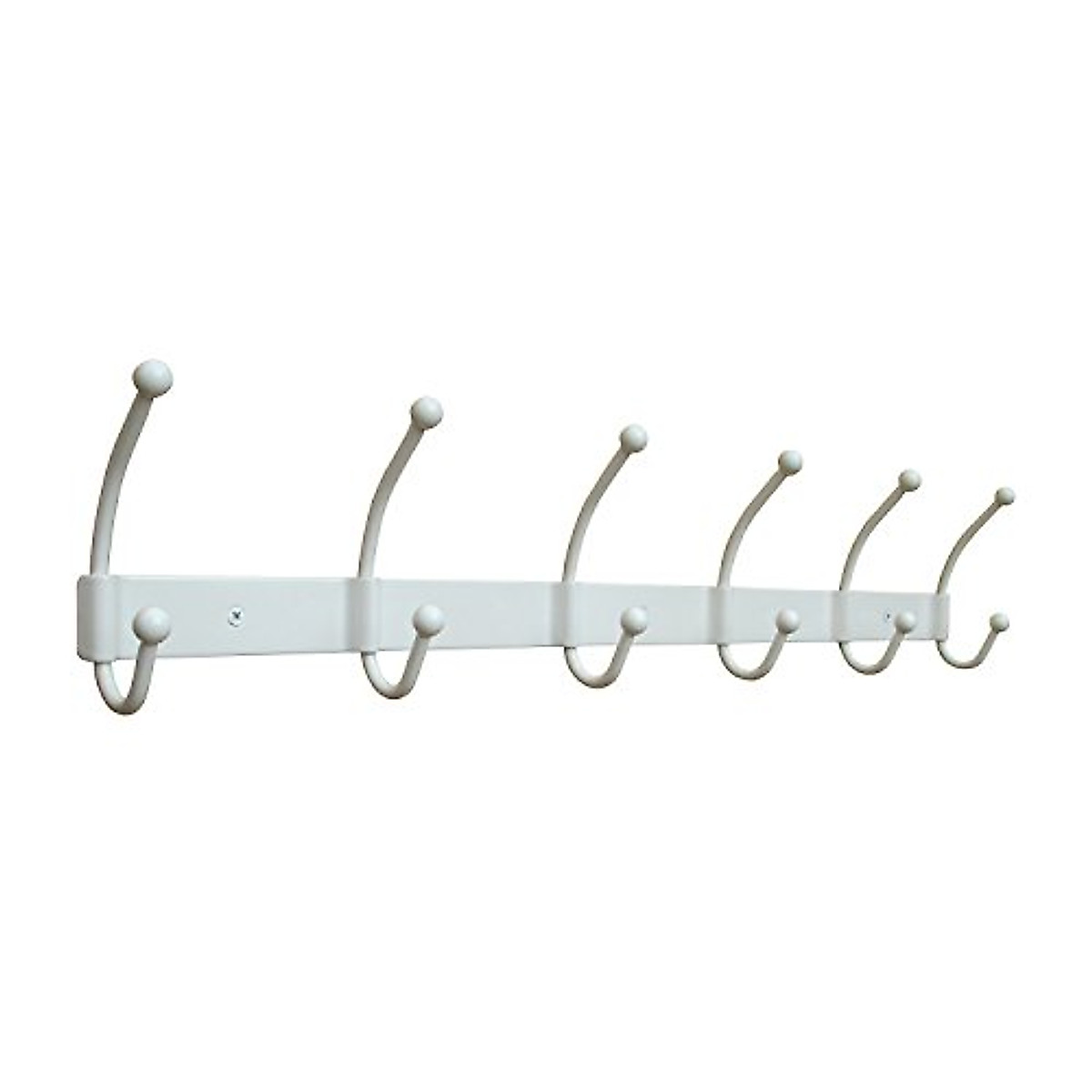 Wall Mounted Coat Rack with 6 Double Hooks - Heavy Duty 23 inch Long Iron Wall Hooks for Home Organization (White)