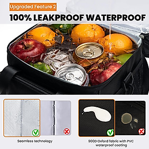 Lunch Bag for Women Men Double Deck Lunch Box, [24H] Insulated Lunch Cooler Bag with Shoulder Strap, Large Heavy Duty Leakproof Adult Lunch Tote Bag LunchBox for Work Beach Picnic Travel (15L, Black)