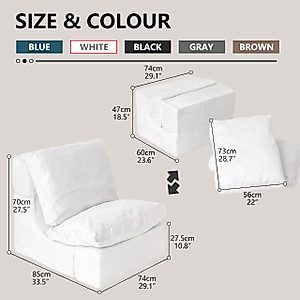 N&V Folding Single Seated Foam Sofa 2-in-1 Convertible Couch with Two Cushions Couch Memory Foam Convertible Flip Chair Floor Lazy Sofa for Living Room, Study, Apartment (Cream)