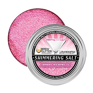 BREW GLITTER Shimmering Pink Cocktail Rimming Salt, Drink Rimmer for Beverages, Cocktails, Margaritas, Drinks, Kosher Certified, Vegan (4 oz, Shimmering Pink)