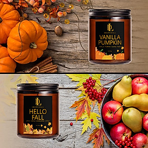 Fall Candle Set, Fall Candles for Home Scented, 4 Pack Soy Candles for Autumn, Aromatherapy Candle Gift Set for Women Men, Fall Scents of Pumpkin/Apple Pie/Hello Fall/Vanilla Cupcake
