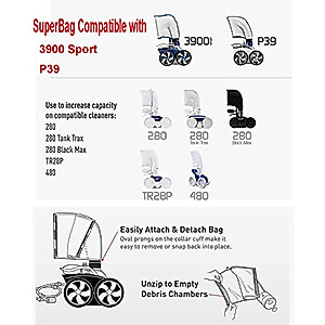 ATIE Innovative Design Pool Cleaner Double Chamber All Purpose SuperBag 39-310 with Hook and Loop Fastener Closure for Zodiac Polaris 3900 Sport and P39 Pool Cleaners SuperBag 39-310 (2 Pack)