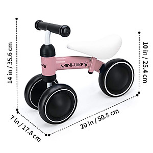 Baby Balance Bike Walker Toy Toddler Bicycle Tricycle,Best First Birthday Gift for Girl and boy in 1 to 2 Years Old,Ride on Toys for Kids,Newborn and Little Child's Riding Vehicle Pink