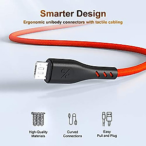 Micro USB Cable Braided 10ft, Android Charging Cable Fast Phone Charger Cord with Extra Long Length Nylon Braided Compatible with PS4,Samsung Galaxy S7 Edge/S7/S6,Note 5 4,LG(3pack)