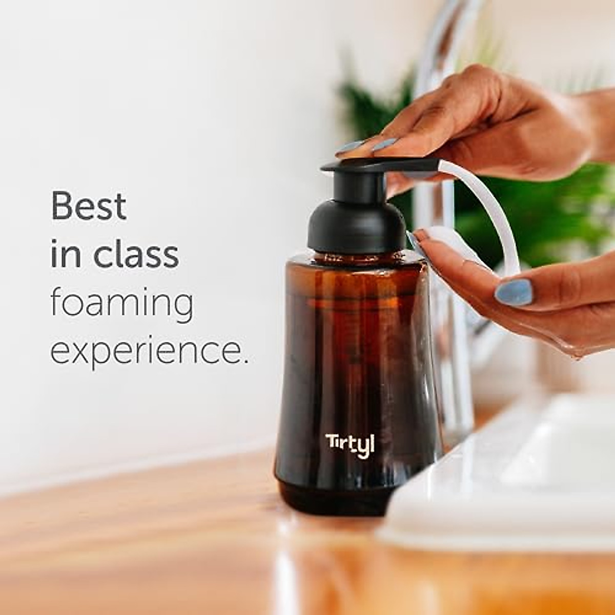 Tirtyl Hand Soap Duo Kit - 2 Amber Glass Foaming Dispensers + Storage Tin + 6 Tablet Refills (48 fl oz total - 6x 8 fl oz) - NEW Formula - Compostable Packaging - Variety Fragrances