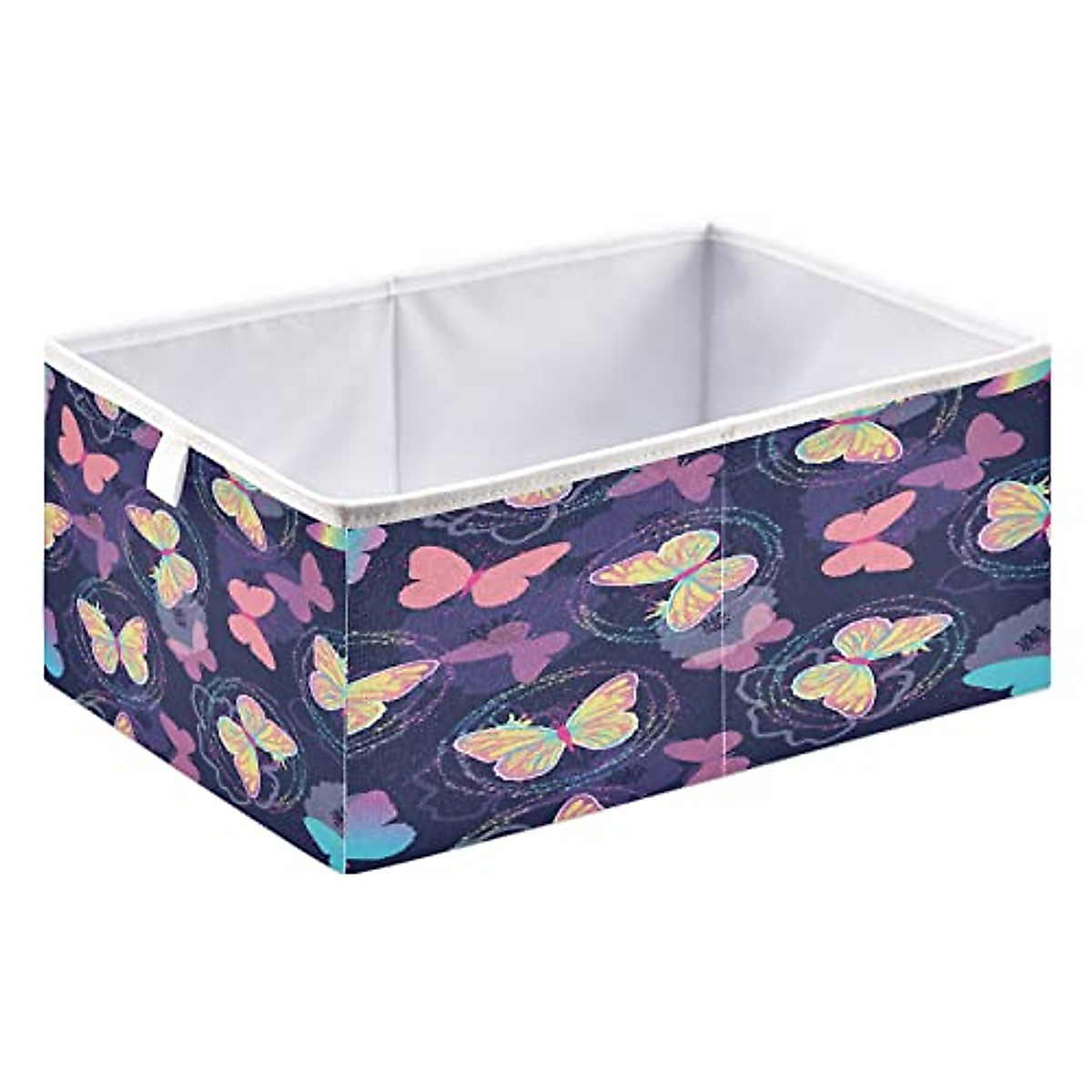Kigai Butterflies(1) Open Home Storage Bins, for Home Organization and Storage, Toy Storage Cube, Collapsible Closet Storage Bins, with Small Handles, 15.75"L x 10.63"W x 6.96"H