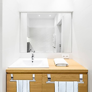 4 Pcs Cabinet Door Towel Bar, Dish Towel Rack for Cabinet, Stainless Steel Kitchen Towel Holder, Over The Door Hand Towel Hanger for Kitchen Bathroom Cupboard (4*Small Sliver)