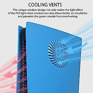 PS5 Faceplate with Cooling Vents and Dust Filter for Disc Edition DOBEWINGDELOU PS5 Face Plate Console Cover Replacement Side Plate Shell Dustproof Accessories ABS Case Blue
