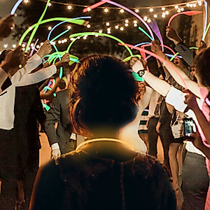 Glow Fever Glowsticks Bulk - 22” Glow Necklaces and Bracelets Party Pack Neon Light Sticks with Connectors - DIY Glowsticks for Concert, Wedding, & Birthday by Party Dragon - Pink, 100 ct