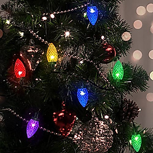 Anycosy Christmas Lights, 32.8 Ft 50 LED C9 Christmas Lights with Timing Function Waterproof and Connectable Plug for Home Party Garden Decor Outdoor Christmas Decorations WC-50