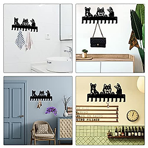 SUPERDANT Dogs Key Holder Husky Decoratice Key Hook 10 Hooks Wall Mounted Shepherd Dog Key Rack Hanger Bulldog Organizer Black Iron Home Decor for Bag Clothes Key Towel Hanging Wall Decoration
