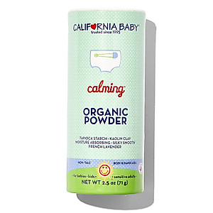 California Baby Organic Baby Powder Talc-free | USDA Certified Organic | Talc Free Baby Powder | Body Powder for Men | Absorbs Moisture & Anti-Chafing | Diaper Powder for Sensitive Skin | 2.5oz / 71g