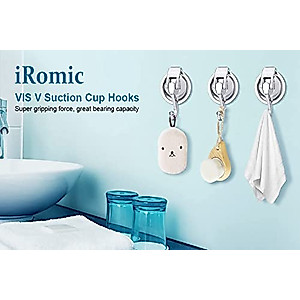 iRomic Heavy Duty Vacuum Suction Cups Hooks (4Pack) Specialized for Kitchen&Bathroom&Restroom Organization