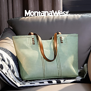 Montana West Tote Bag for Women Top Handle Satchel Purse Oversized Shoulder Handbag Hobo Bags Green Christmas Gift MWC-118GN