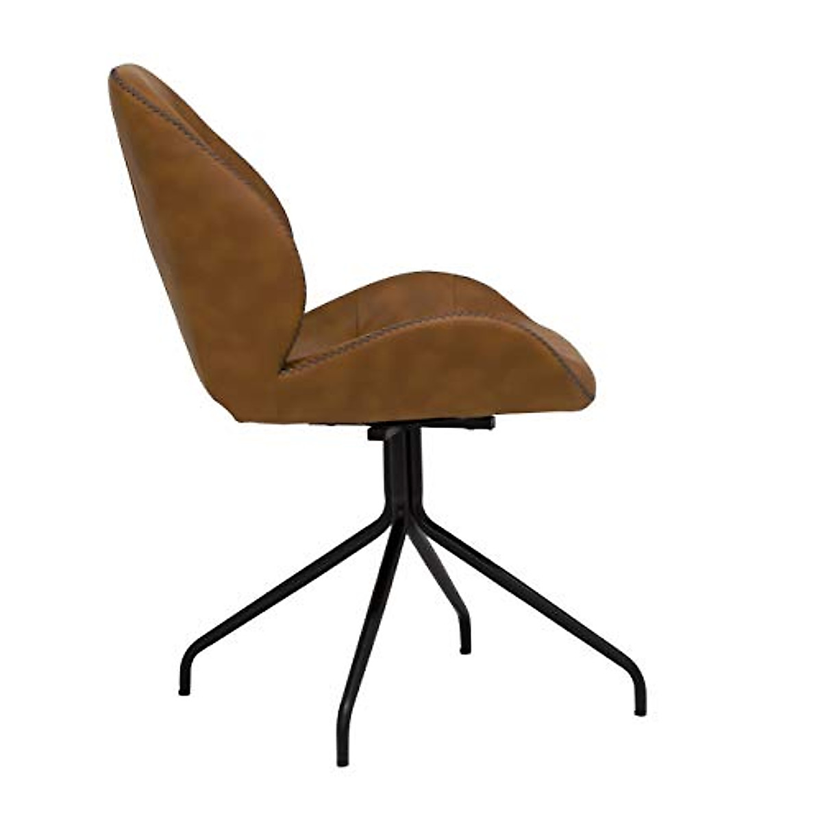 Calico Designs Devonport Swivel Armless, No Casters, Home Office Accent Chair in Black Metal 4-Star Base/Anitque Spotted Copper Faux Leather with Stitch Detail