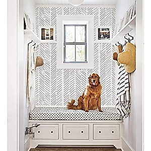 Guvana Line Peel and Stick Wallpaper Gray and White 17.7"x118" Self Adhesive DIY Removable Stripe Contact Paper Decorative for Livingroom Bedroom Wall Covering