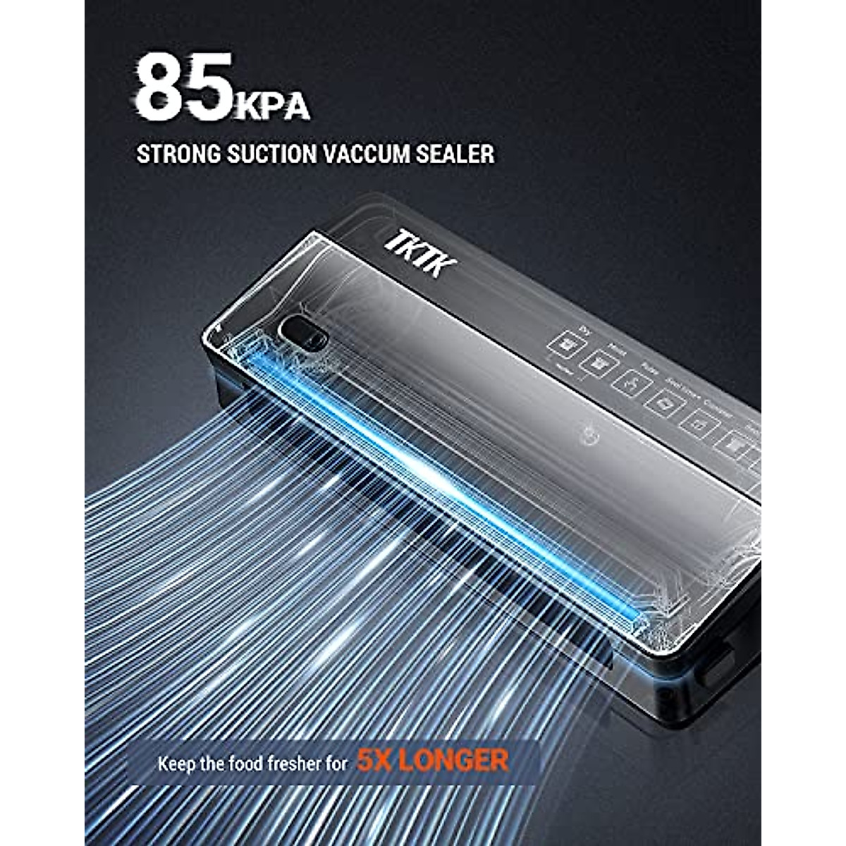 Vacuum Sealer Machine with Starter Kit , TKTK 8 in 1 Powerful Sous Vide Food Vacuum Sealer, Seal a Meal Food Sealer with Pulse Function, Moist&Dry Mode, External VAC for Jars Containers, Built-in Cutter Slim Compact Design for Mom Wife Home Kitchen