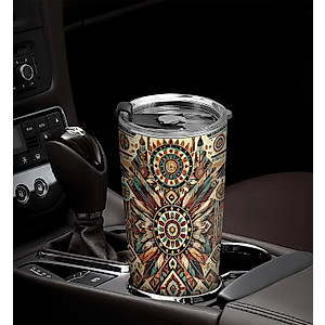 20oz Dreamcatcher Native American Tumbler, Native American Indian Gifts, Coffee Thermos for Women, Men, Stainless Steel Double Wall Vacuum Insulated Coffee Mug, Travel Cup with Lid