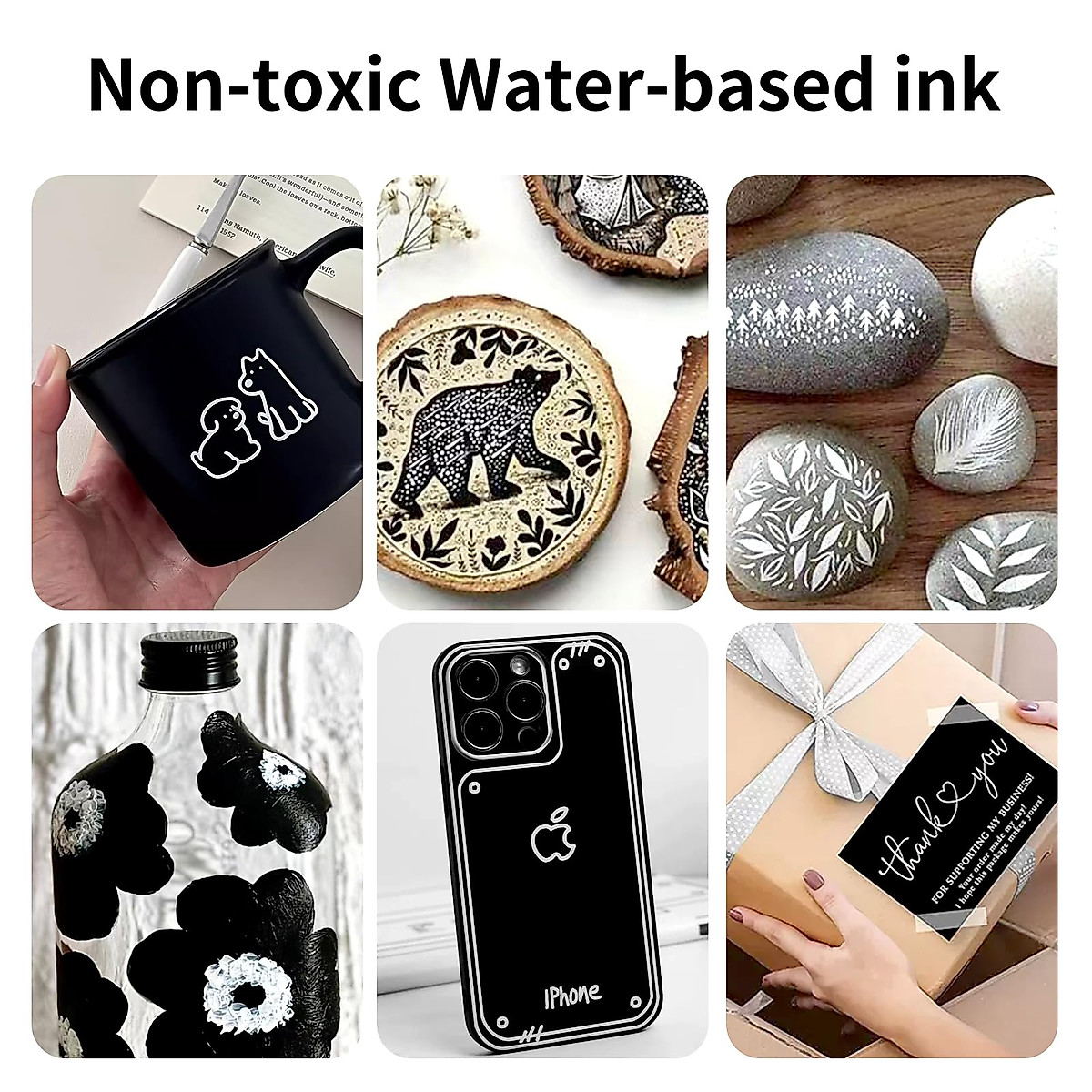 DEYONI 2pcs white Acrylic Paint Pens,0.7 mm extra Fine Tip,Water Based Acrylic Markers for Wood, Black Paper, Rock Painting, Stone