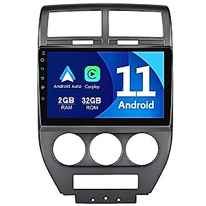 Android 11 [2GB+32GB] Car Radio Compatible for Jeep Patriot Compass 2007-2009, 10 Inch Touch Screen with GPS/FM/WiFi/USB, Support SWC, Wireless Carplay/Wired Android Auto