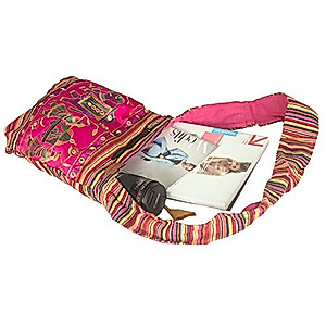 Pink Shoulder Bag Handmade Embroidered Elephant Boho Bohemian Hippie Tote Gypsy Beach Bag