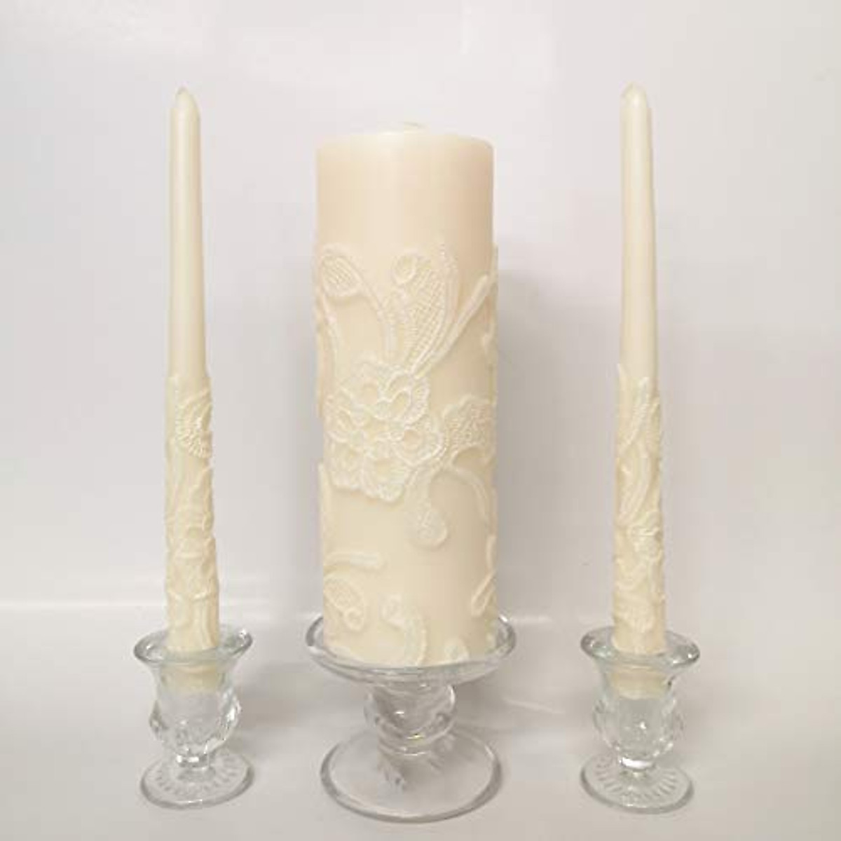 Hosley 11.50 Inch High Cream Wedding Unity Candle Set Includes 1 Pillar and 2 Taper Candles Great for Weddings as Well as Special Events and Emergency Lighting or for Reiki Spa Meditation