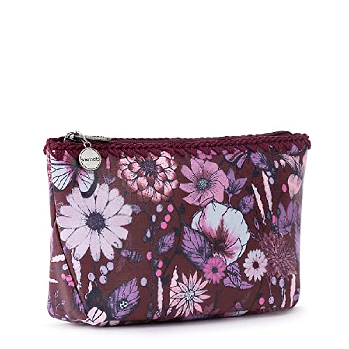 Sakroots Womens Essential Medium Pouch in Coated Canvas, Cabernet Bloom, One Size US