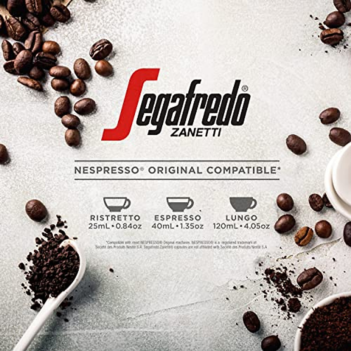Segafredo Zanetti Encore Espresso Capsules, Medium-Dark Roast, Intensity 10, Compatible with Nespresso Original Machines, 10 Count Aluminum Pods