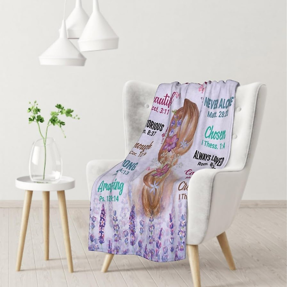 TrendyNest Pretty Blonde Girl Inspirational Quotes Blanket 50x60,Soft Plush Purple Floral Girls Fleece Throw Blanket, Magic Blankets for Girls Bed, Couch and Sofa Christmas Birthday Gift Bedroom Decor