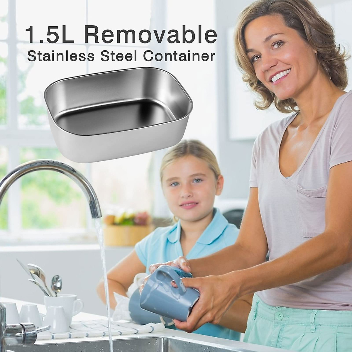 Couvkadl Electric Lunch Box Food Warmer, Heated Lunch Box for Men Women Adults, Heating Lunch Boxes Car Food Heater with 1.5L Removable 304 Stainless Steel Container, Leak Proof (White)