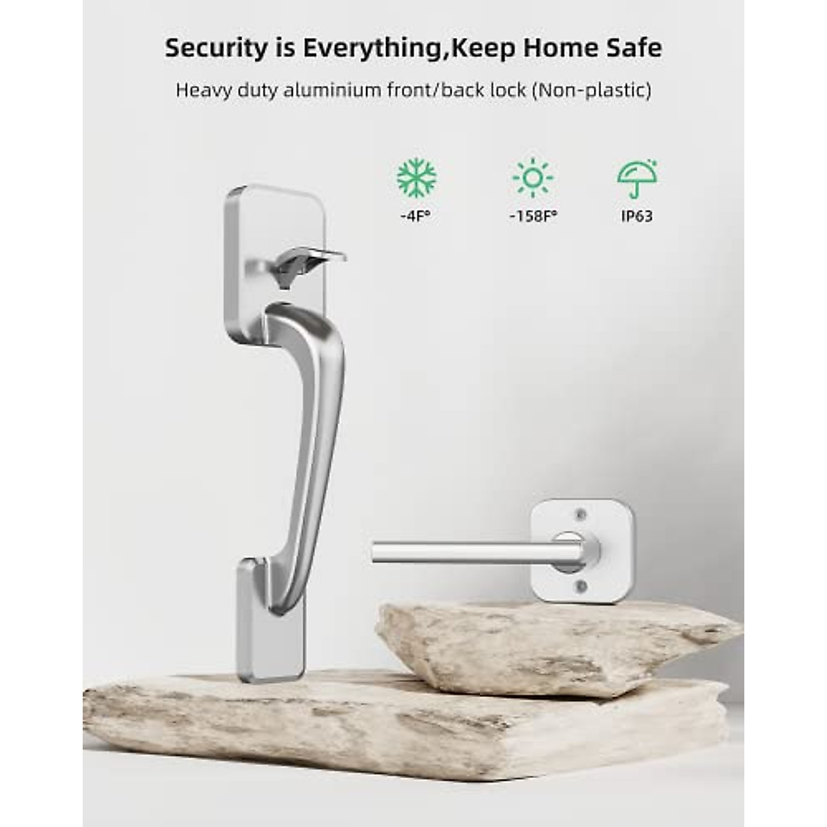 Front Door Handle Sets Single Cylinder, Entry Door Handle with Reversible Lever for Left/Right Handed, Inactive Door Front Door Hardware, Interior/Exterior Entrance Passage Door Handle-Satin Nickel