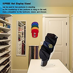 SIPRDE Hat Racks for Baseball Caps 2 pack, Acrylic Hat Hangers for Wall Mount or Stand Up - Two Novel Ways for Hat Display and Organizer, Holds Up to 10 Caps for Bedroom, Closet, Dresser (Clear)