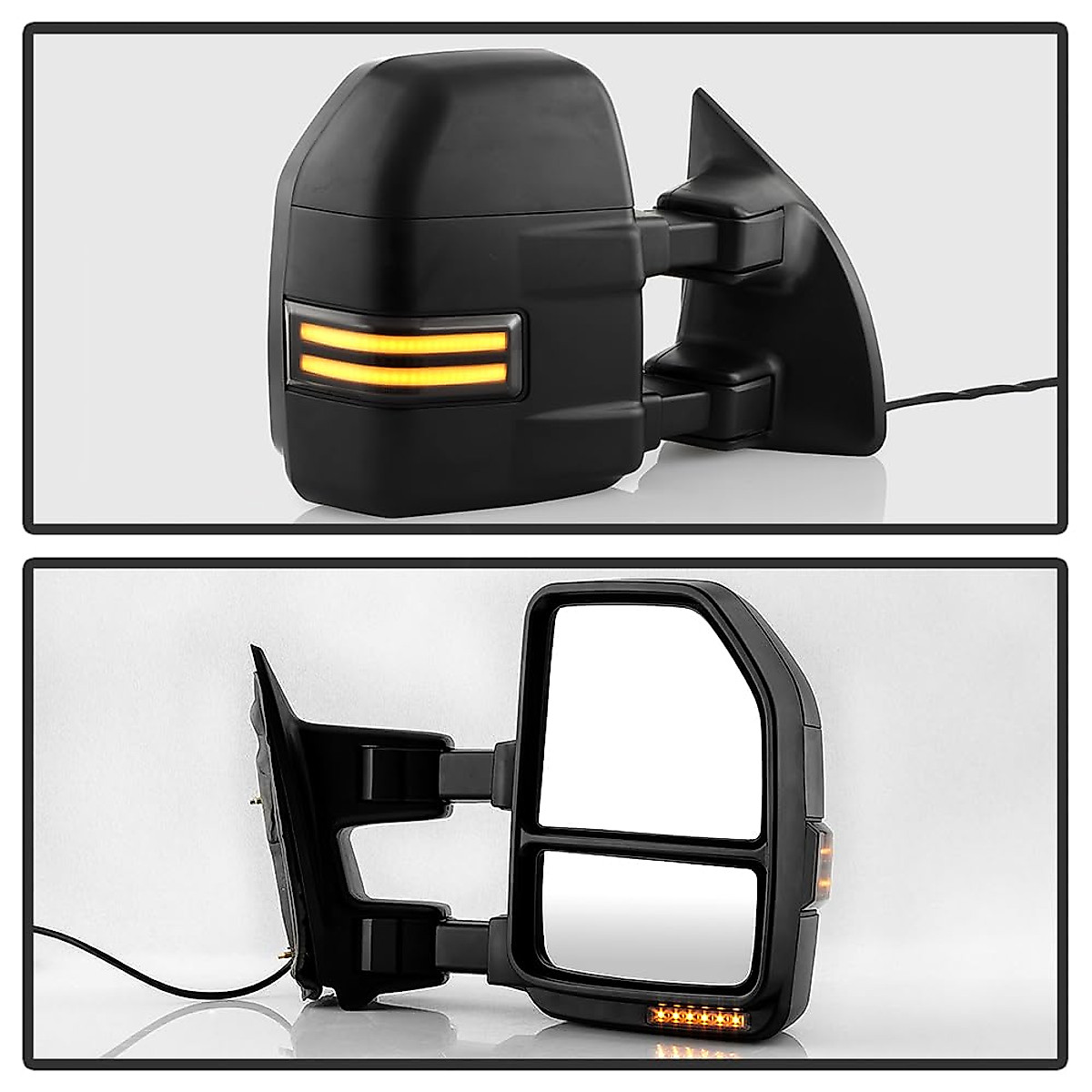 ACANII - Telescoping Manual Non Heat Towing Mirrors w/LED Signal PAIR For 1999-2007 Ford F250 F350 F450 F550 Superduty